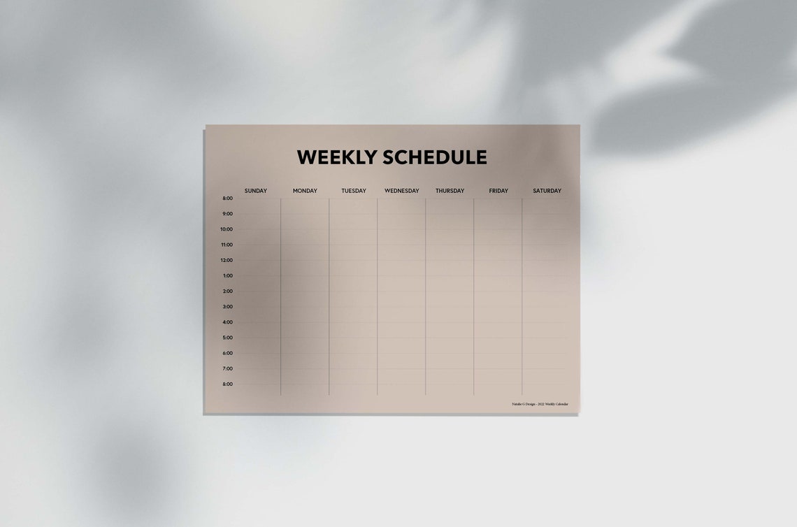 Neutral Weekly Schedule (printable, Digital) - Etsy