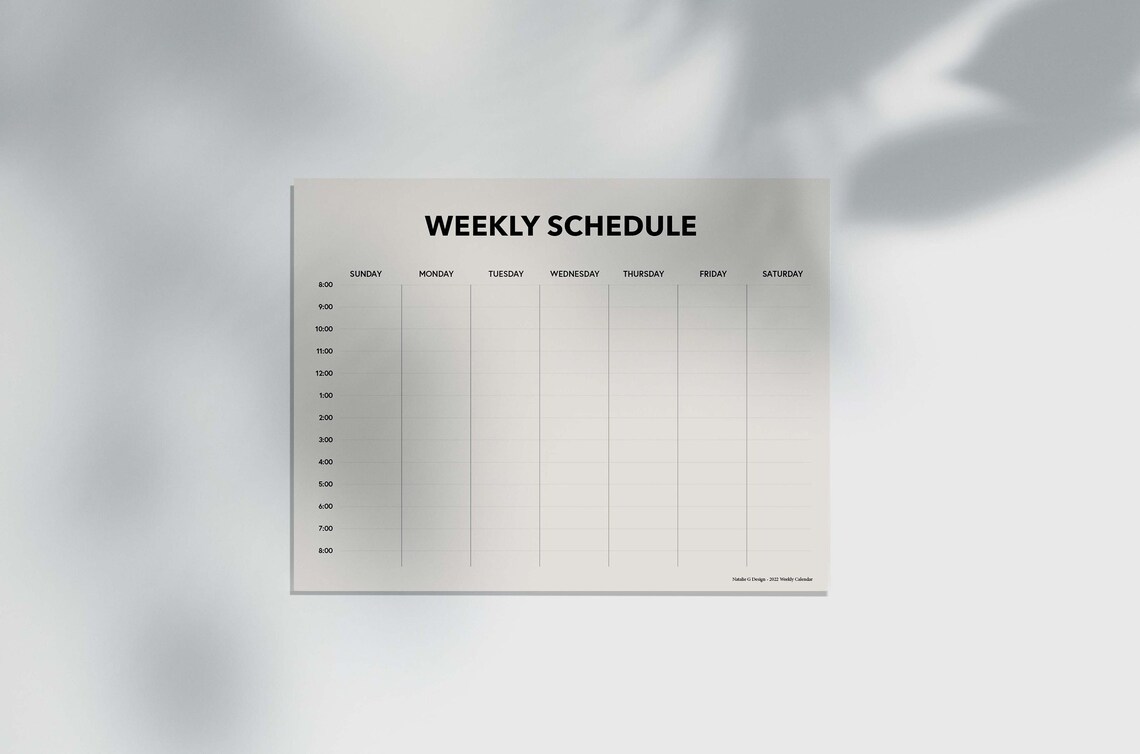 Neutral Weekly Schedule (printable, Digital) - Etsy