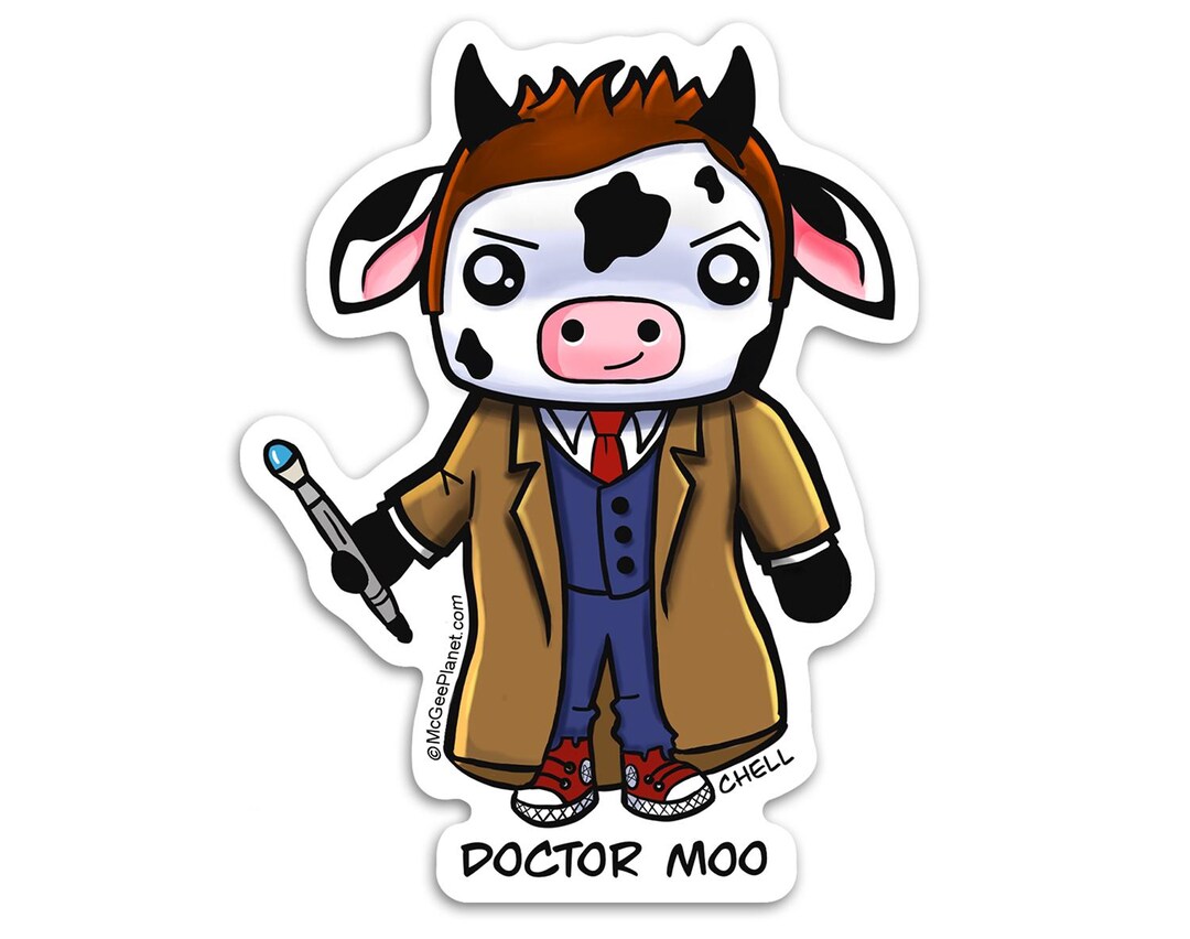 Dr. Moo, Vinyl Sticker, Laptop Sticker, Water Bottle Sticker ...