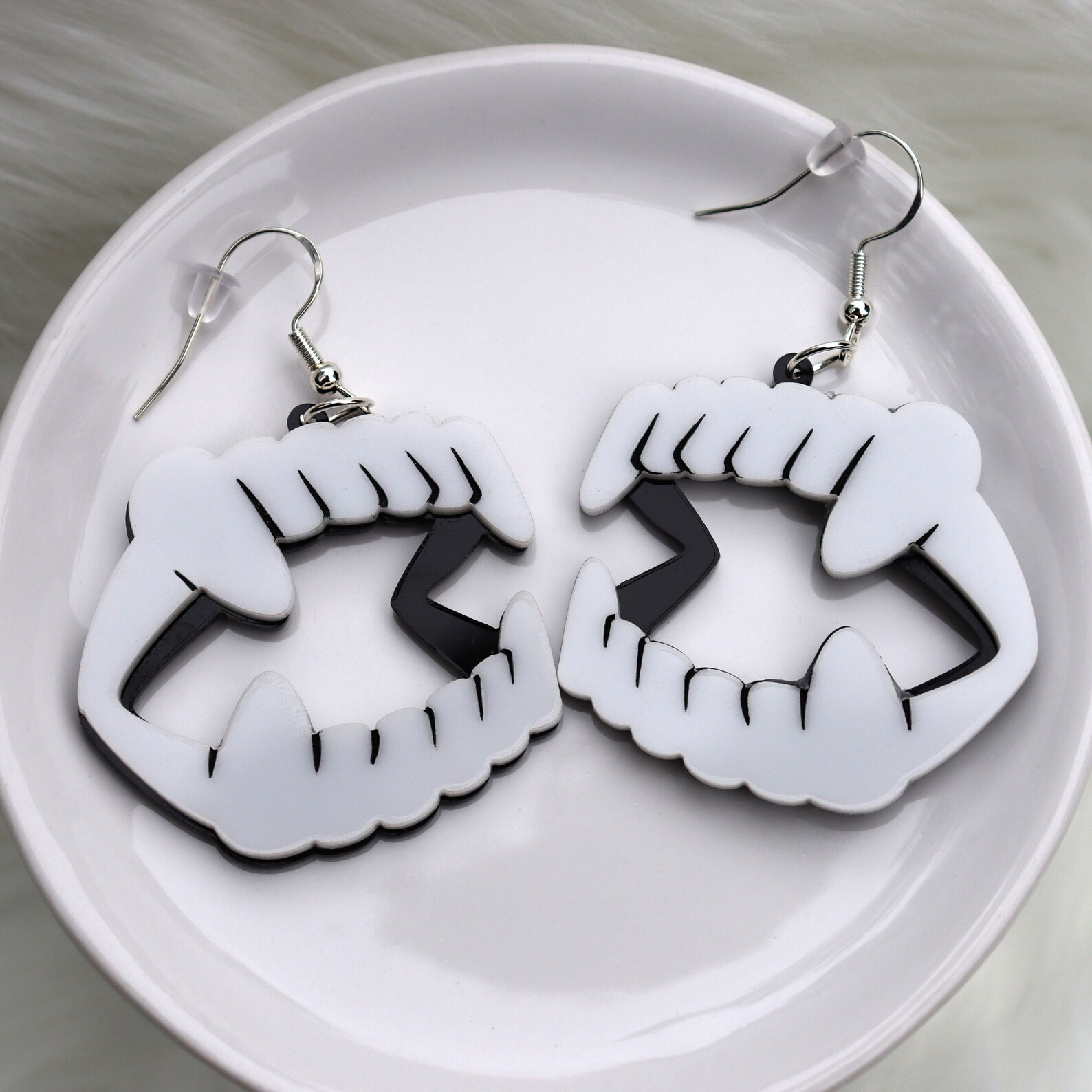 Chompers, Acrylic Earrings, Vampire Teeth - Etsy