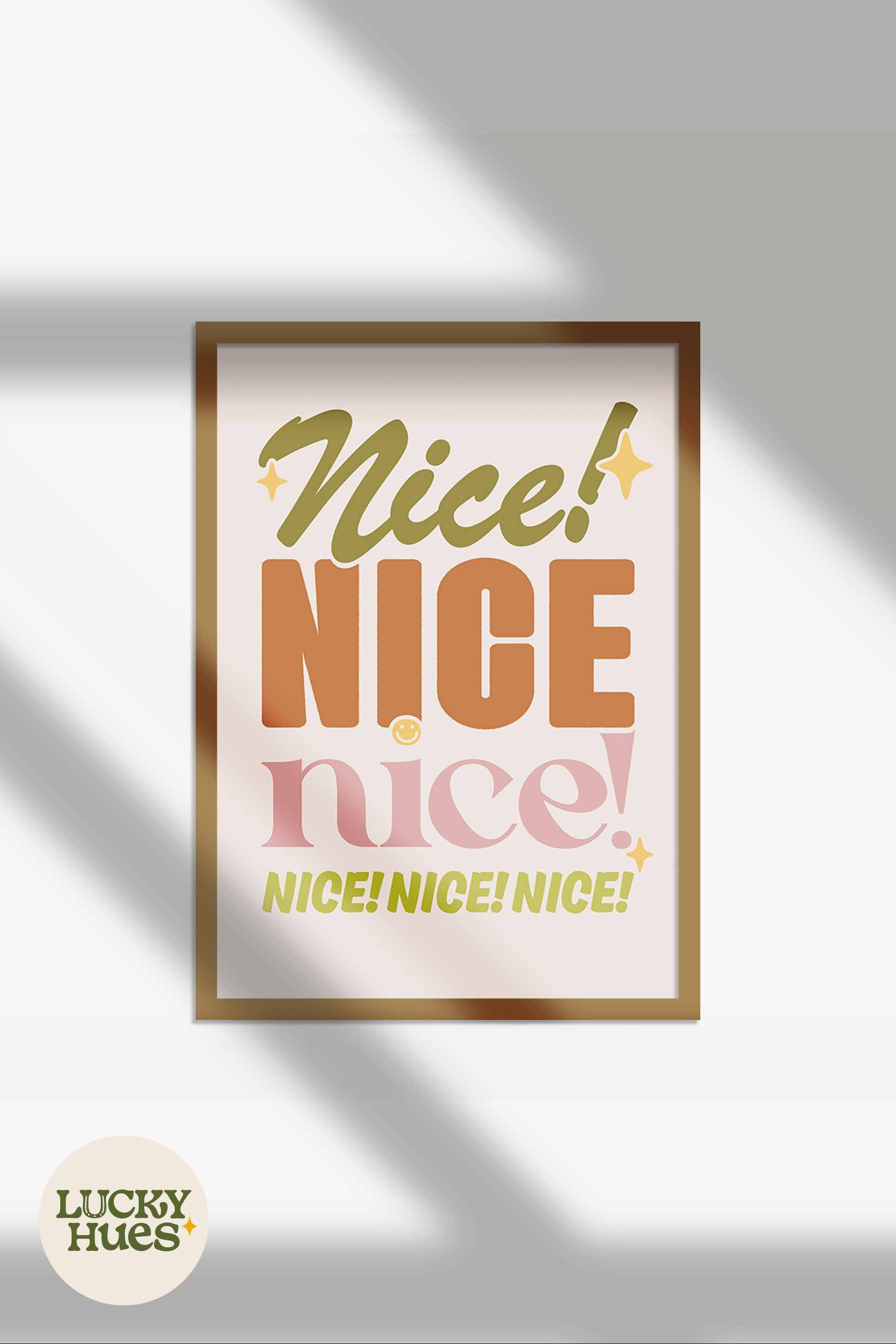 Retro 'nice' Art Print - Quirky Home Decor (digital Download) - Etsy