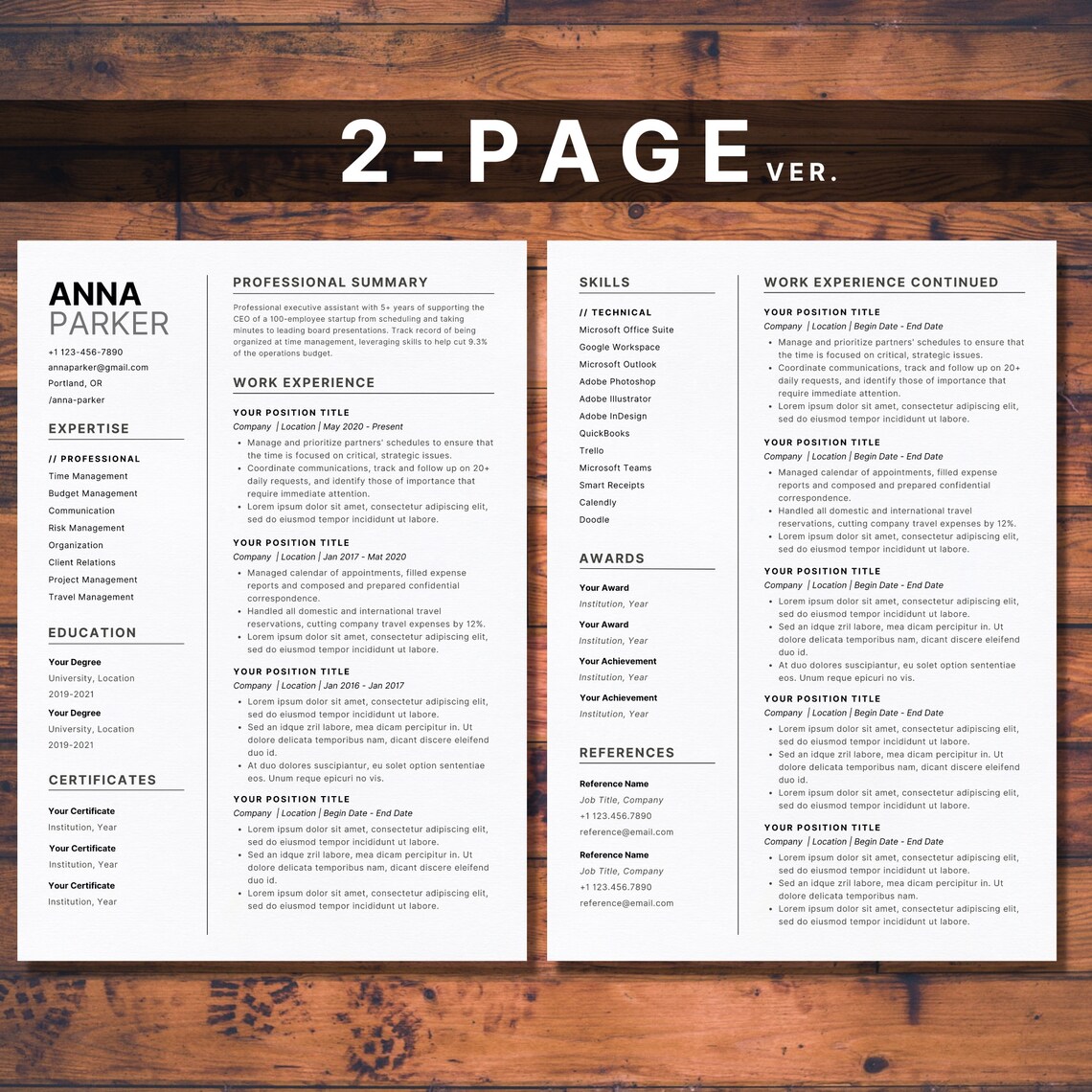 2024 Minimalist Resume Template Google Docs Modern ATS Friendly Clean ...