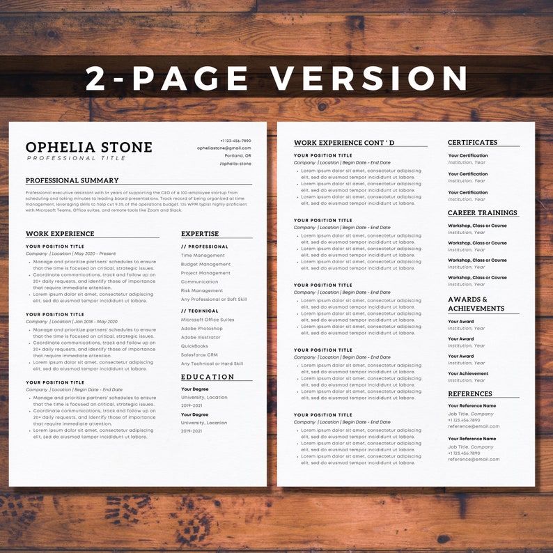 Resume Template Google Docs Clean Resume Template Word Modern - Etsy