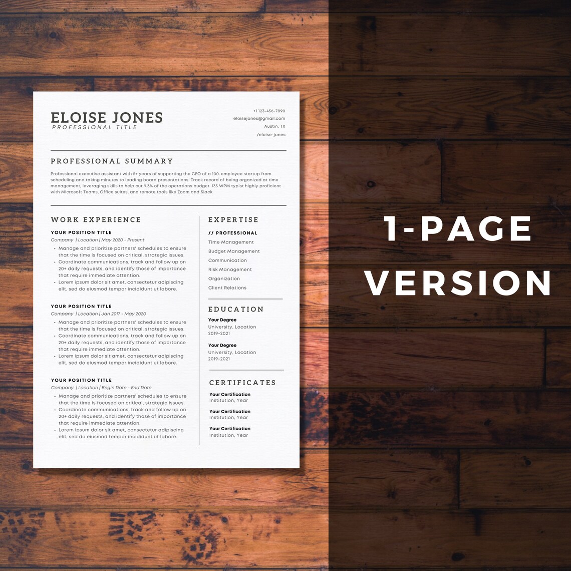 Google Docs Resume Template Word Professional Resume Template - Etsy