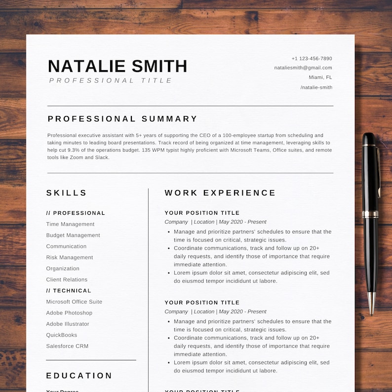2025 Modern Resume Template Google Docs Clean ATS Friendly Executive ...
