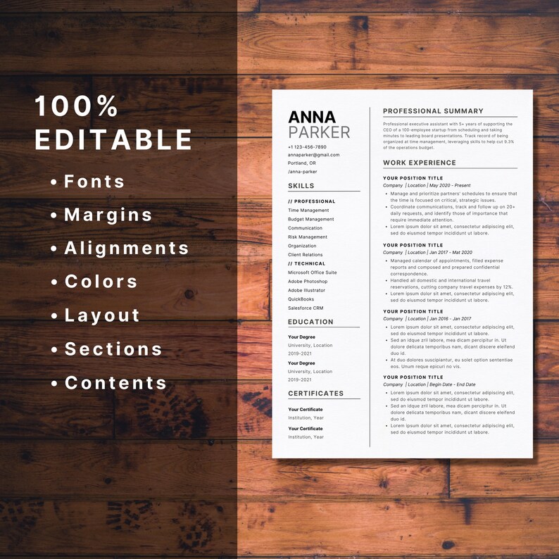 2024 Minimalist Resume Template Google Docs Modern ATS Friendly Clean ...