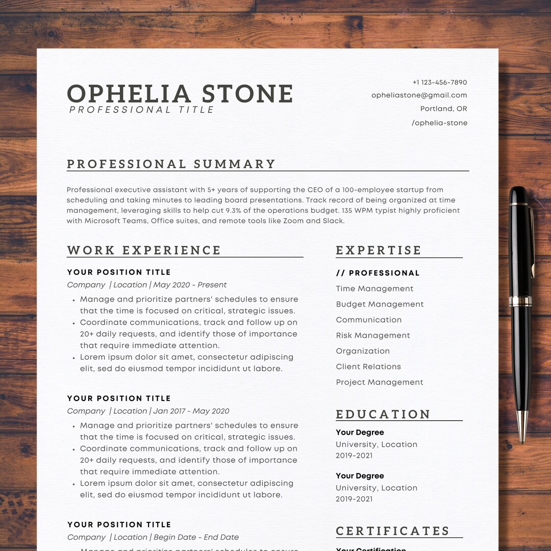 Resume Template Google Docs Clean Resume Template Word Modern - Etsy