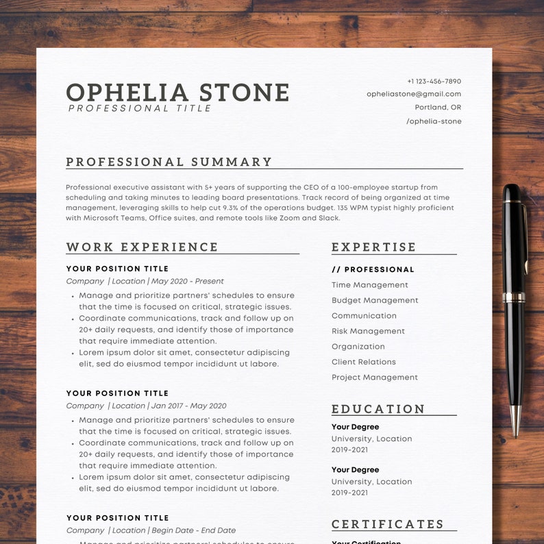 Resume Template Google Docs Clean Resume Template Word Modern - Etsy