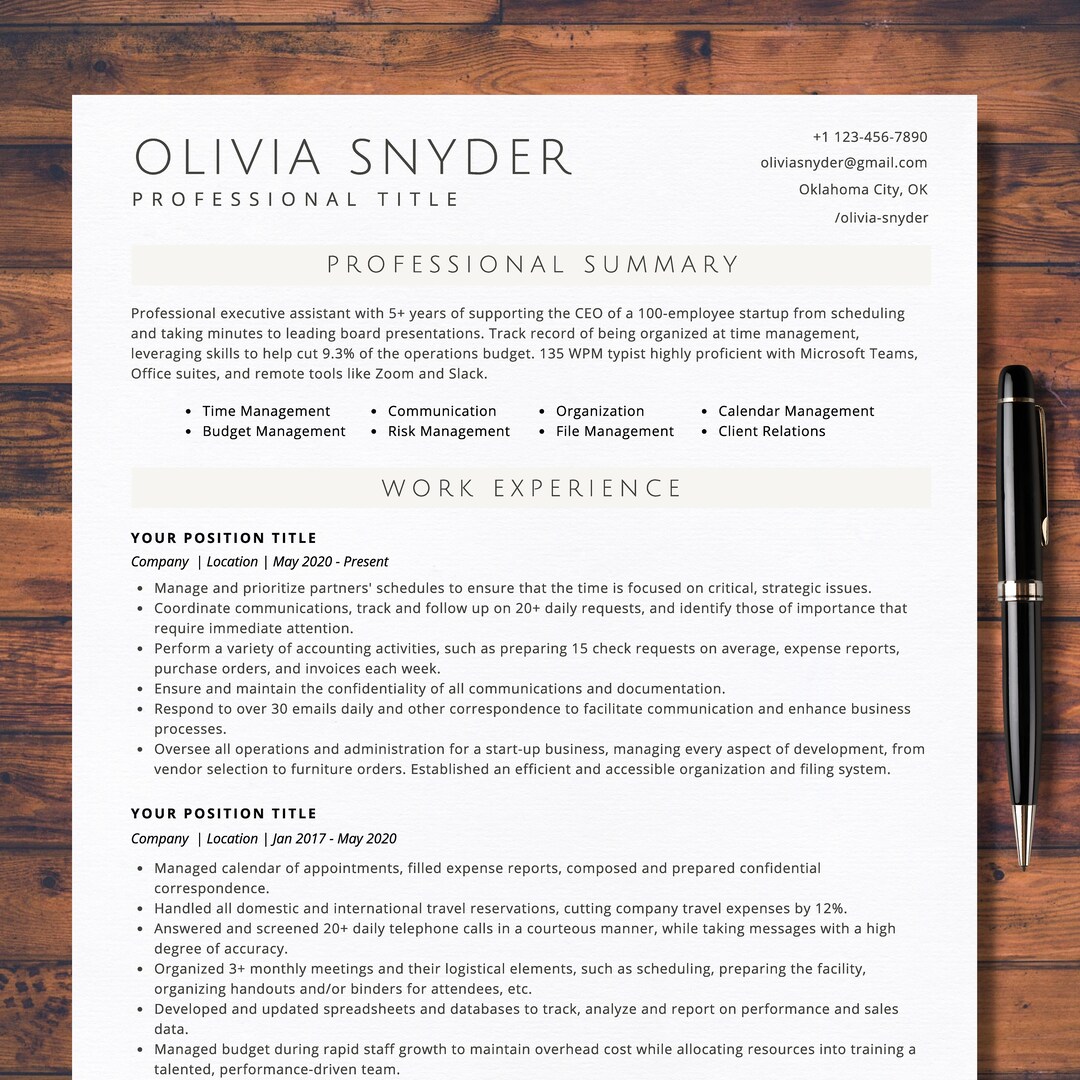2025 Professional Resume Template for Google Docs, Word, and Pages ...