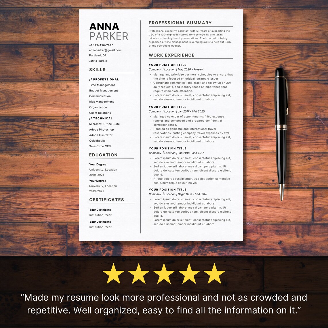 2024 Minimalist Resume Template Google Docs Modern ATS Friendly Clean ...