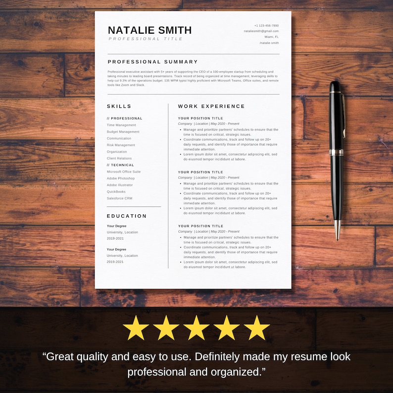 2025 Modern Resume Template Google Docs Clean ATS Friendly Executive ...