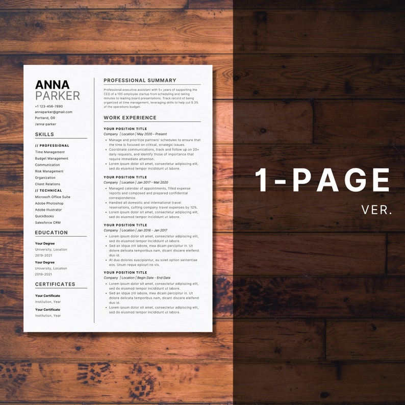 2024 Minimalist Resume Template Google Docs Modern ATS Friendly Clean ...
