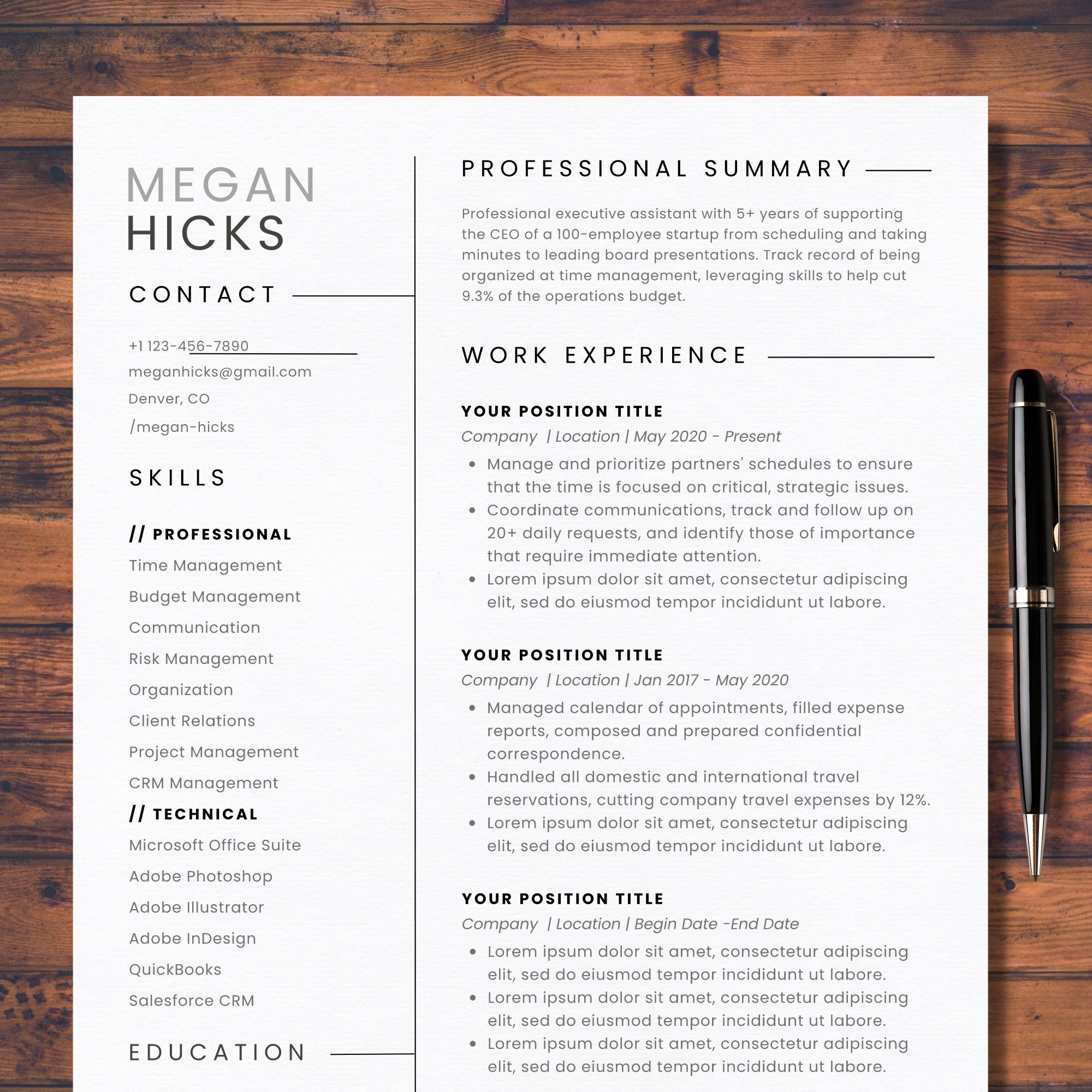 2024 Modern Resume Template Google Docs Resume Template for Word ATS ...