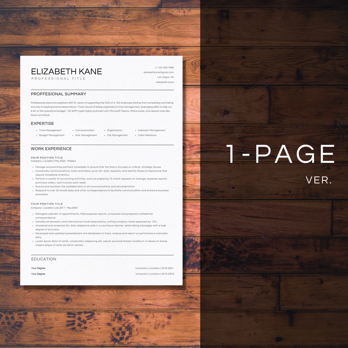 2024 Modern Resume Template Google Docs ATS Friendly Word CV Template ...