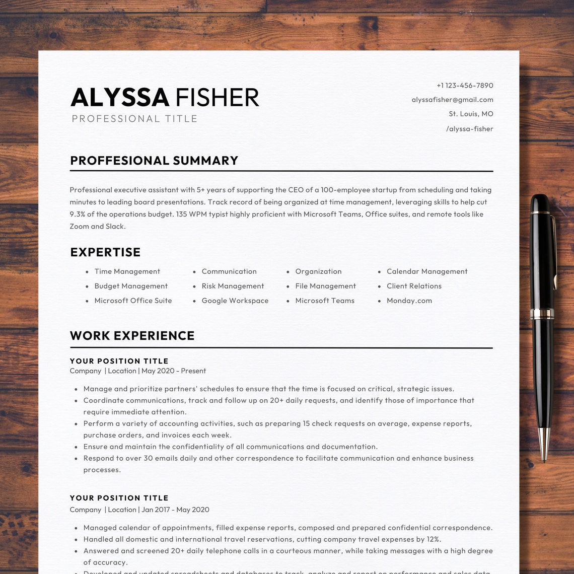 2024 Clean Modern Resume Template Google Docs ATS Friendly Word Resume ...