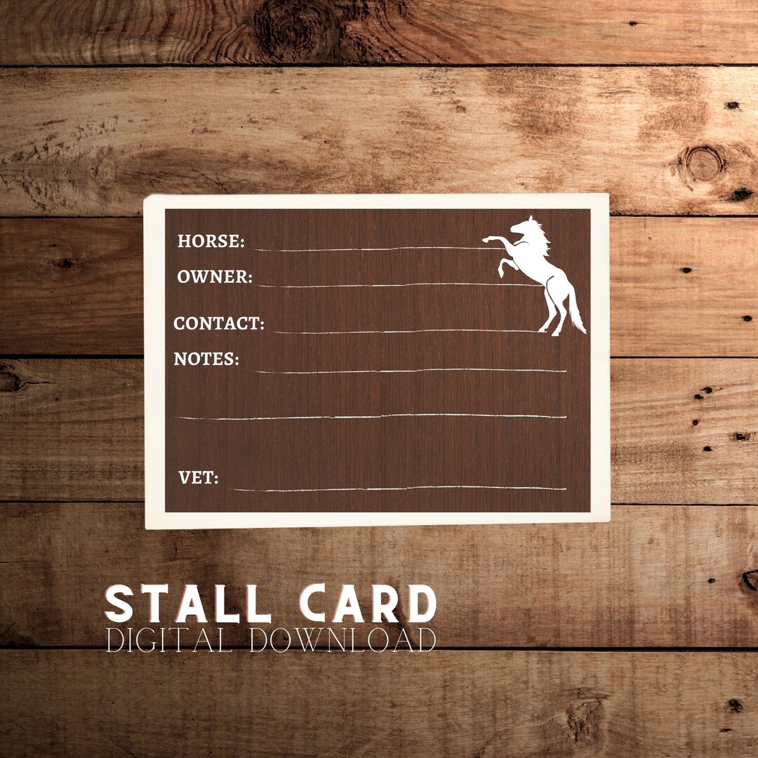 Horse Stall Card | Dark Wood - Etsy