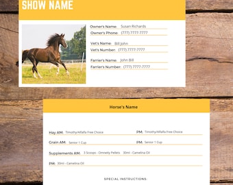 Horse Stall Card Digital Download - Etsy
