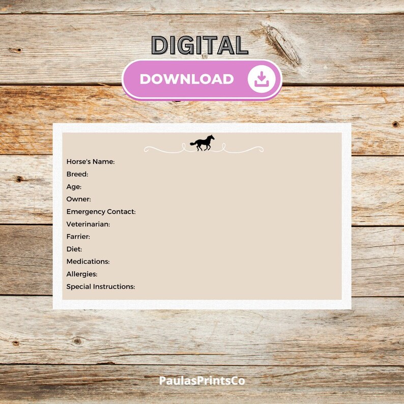 Customizable Horse Show Stall Card Template - Digital Download - Etsy