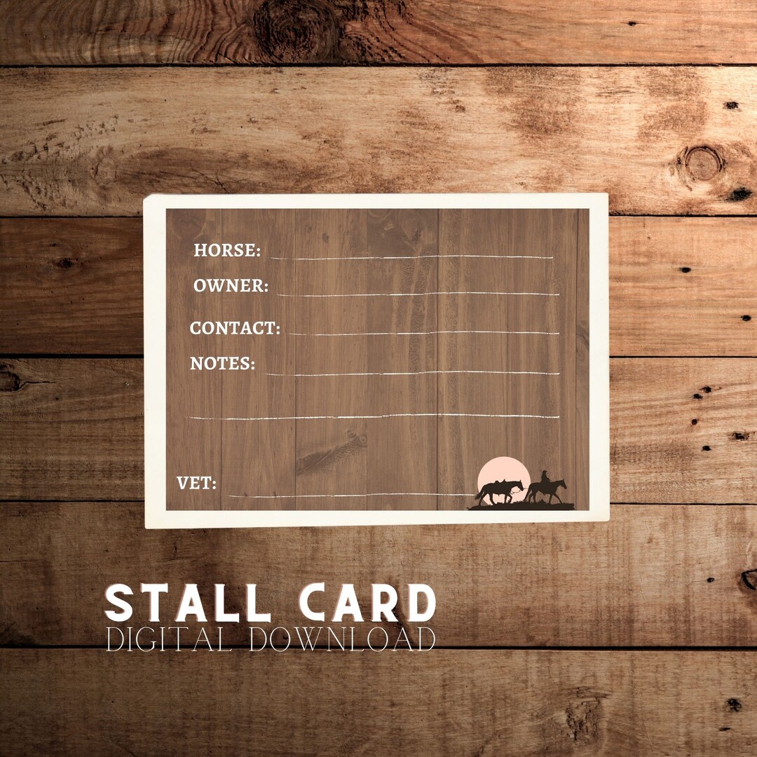 Horse Stall Card | Medium Wood - Etsy