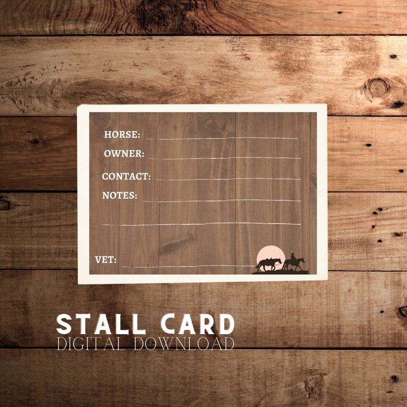 Horse Stall Card | Medium Wood - Etsy