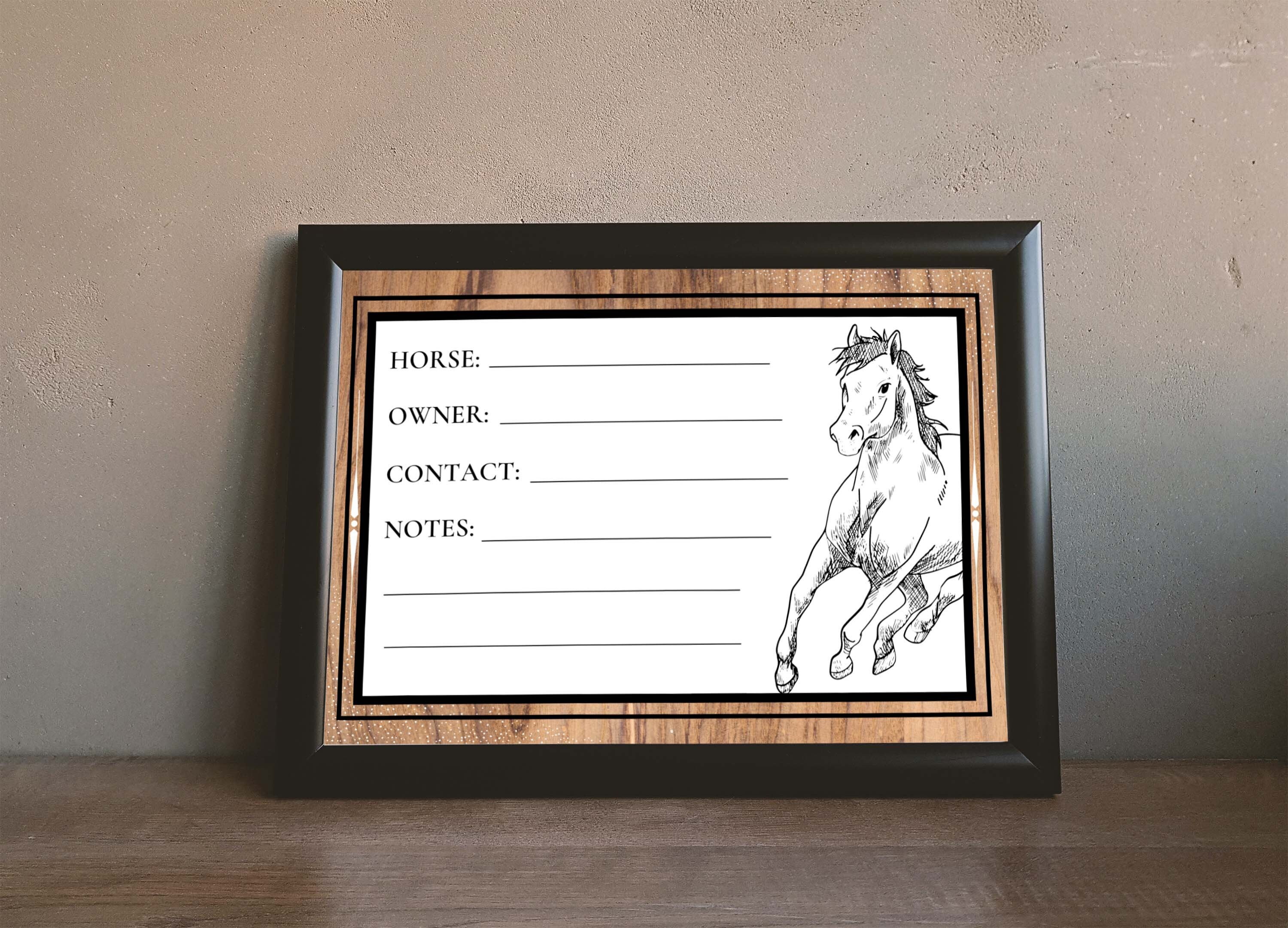 Horse Stall Card Digital Download - Etsy