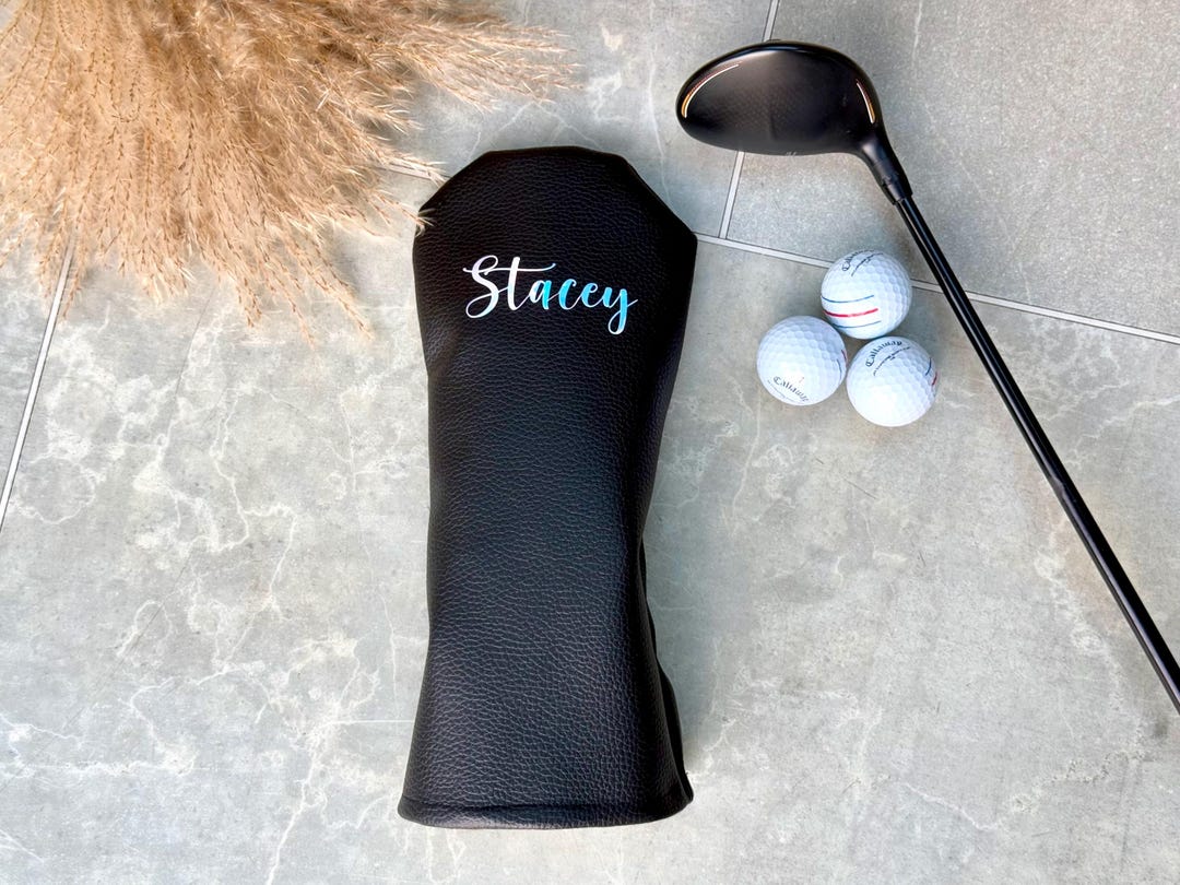 Personalised Faux Leather Black Golf Club Head Covers | Golf Gifts ...