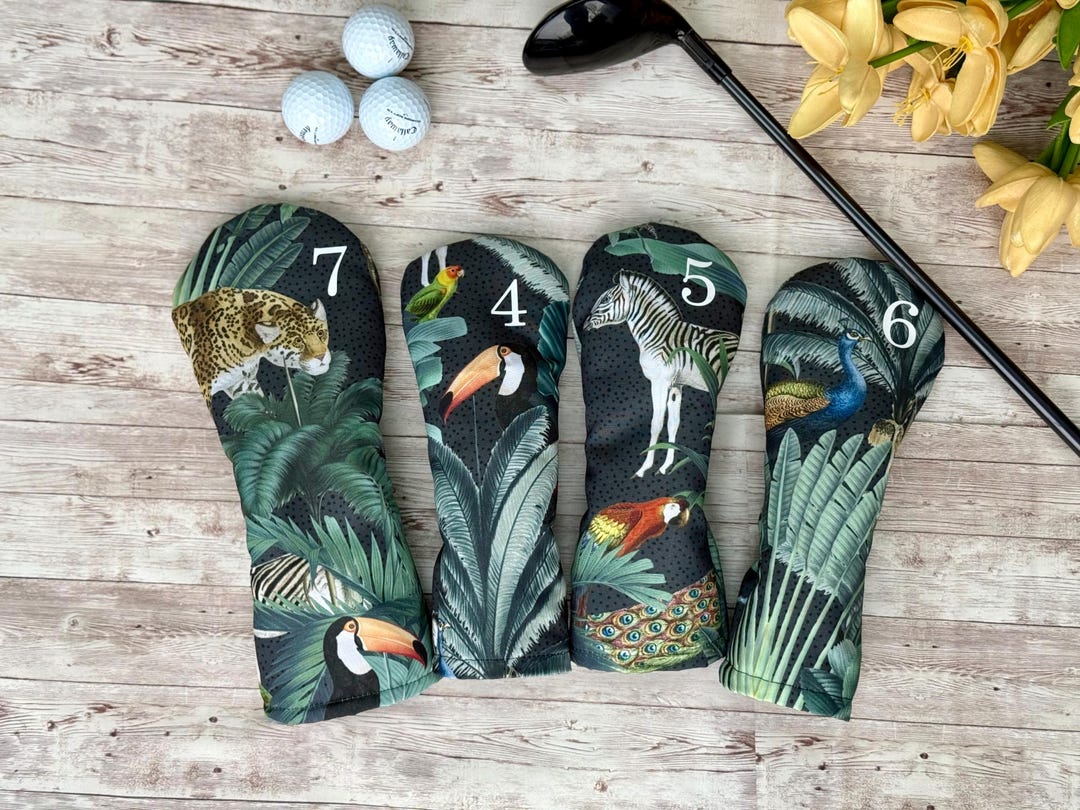 Personalized Jungle Animal Print Golf Club Head Cover - Etsy