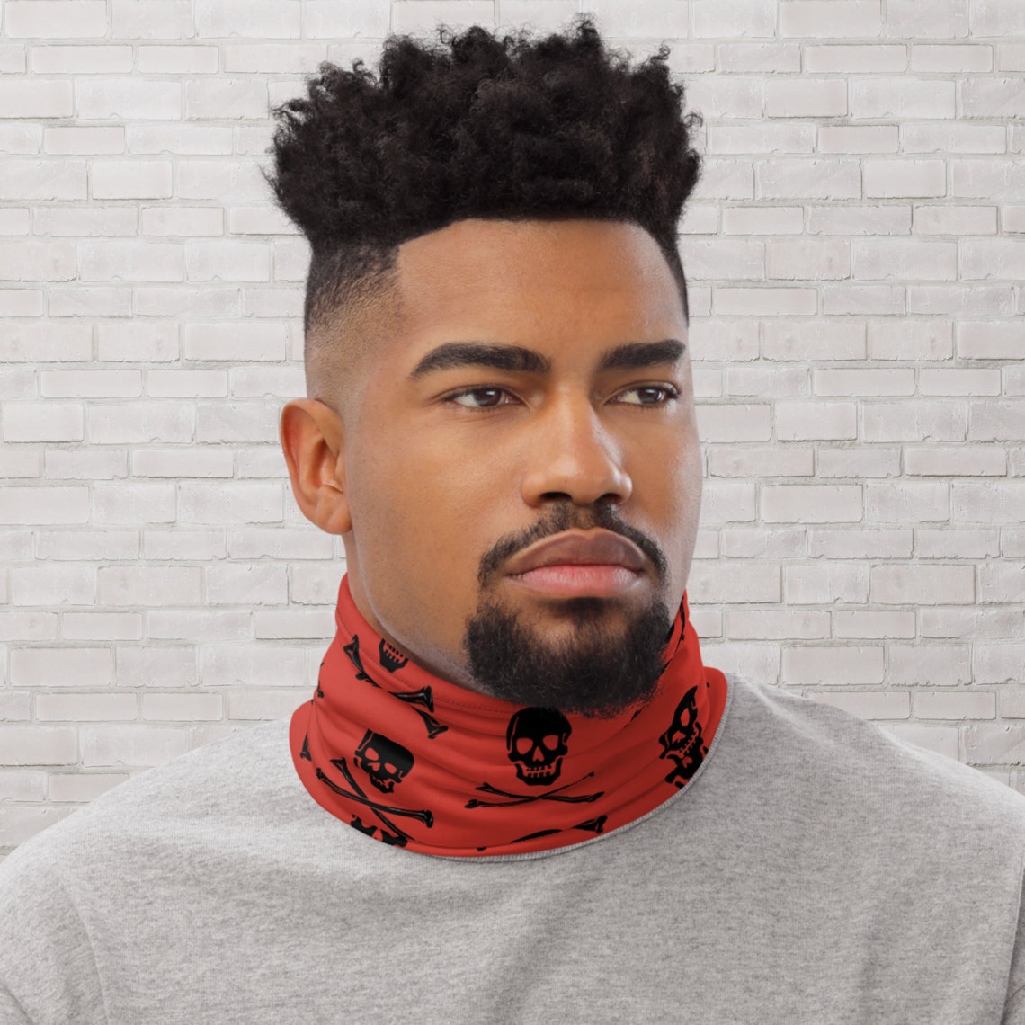 Unisex Pirate Skull & Crossbones Neck Gaiter. Unique Graphic Print Ski ...