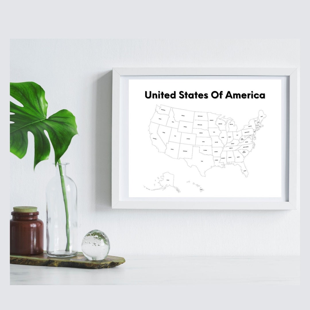 United States of America Map Wall Artprintable US Map Wall Decorliving ...