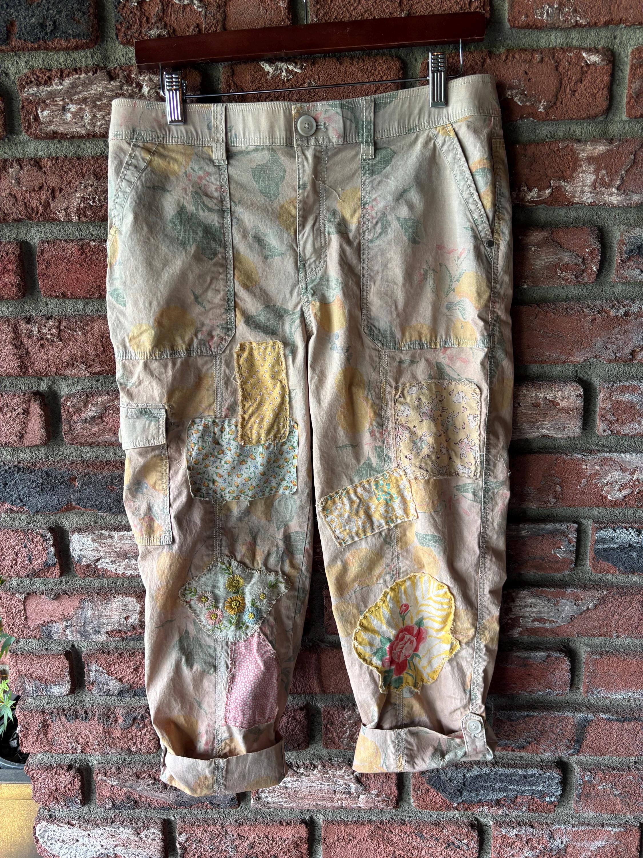 Repurposed Lemon Print Pants With Vintage Fabric Fabrics. - Etsy