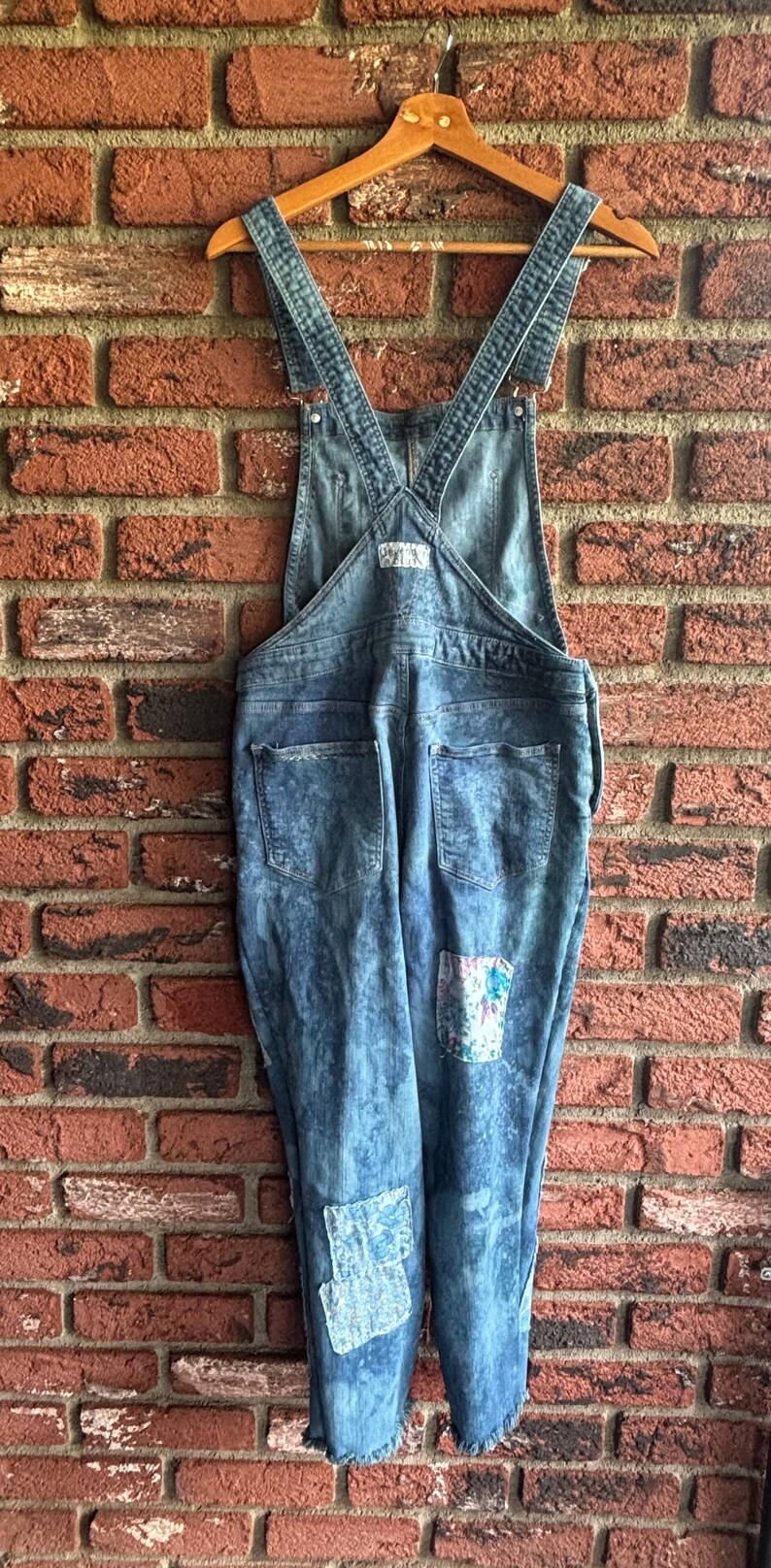 Up-cycled Overalls. Vintage Floral Patches. Overdyed. - Etsy