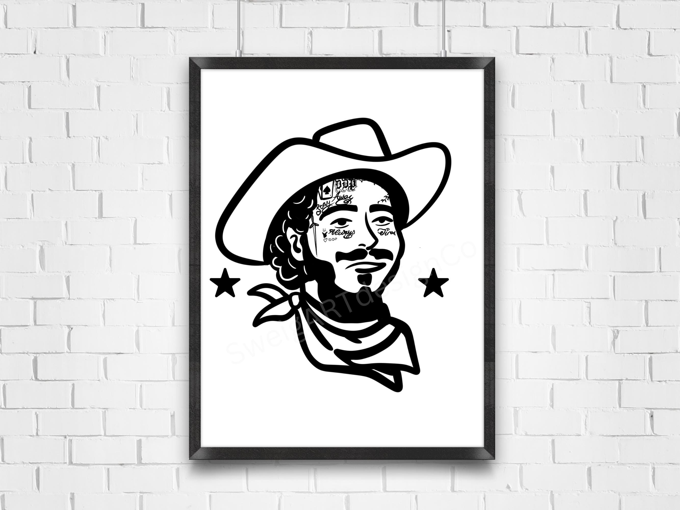 Cowboy Posty PNG & SVG Hand Drawn Digital Image - Etsy