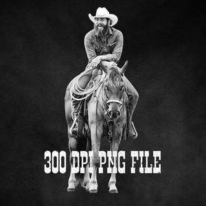 Cowboy Posty Black and White Vintage PNG - Etsy