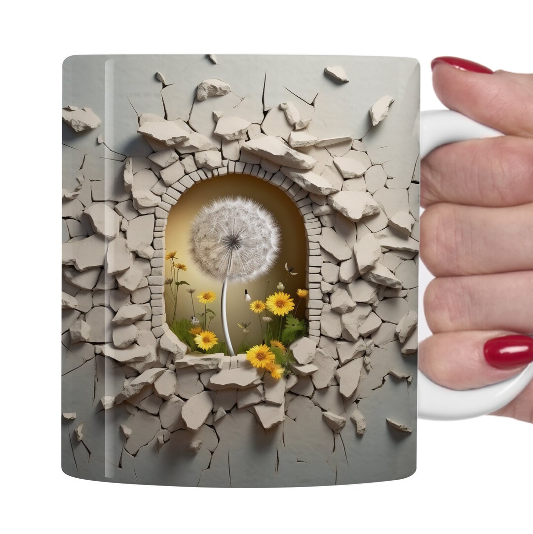 3D Dandelion Mug Wrap 11oz 12 Oz & 15 Oz Mug Template 3D Mug - Etsy
