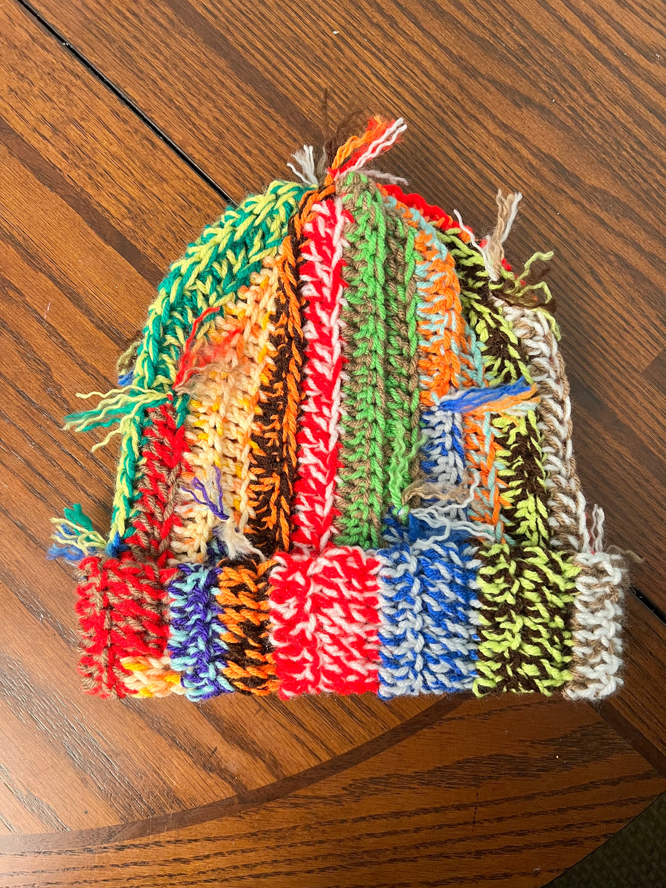 Custom Distressed Scrap Yarn Crochet Beanie - Etsy