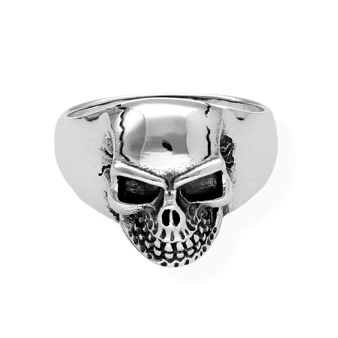 Skull Ring Finger Ring Biker Gothic 925 Sterling Silver Motif Ring ...