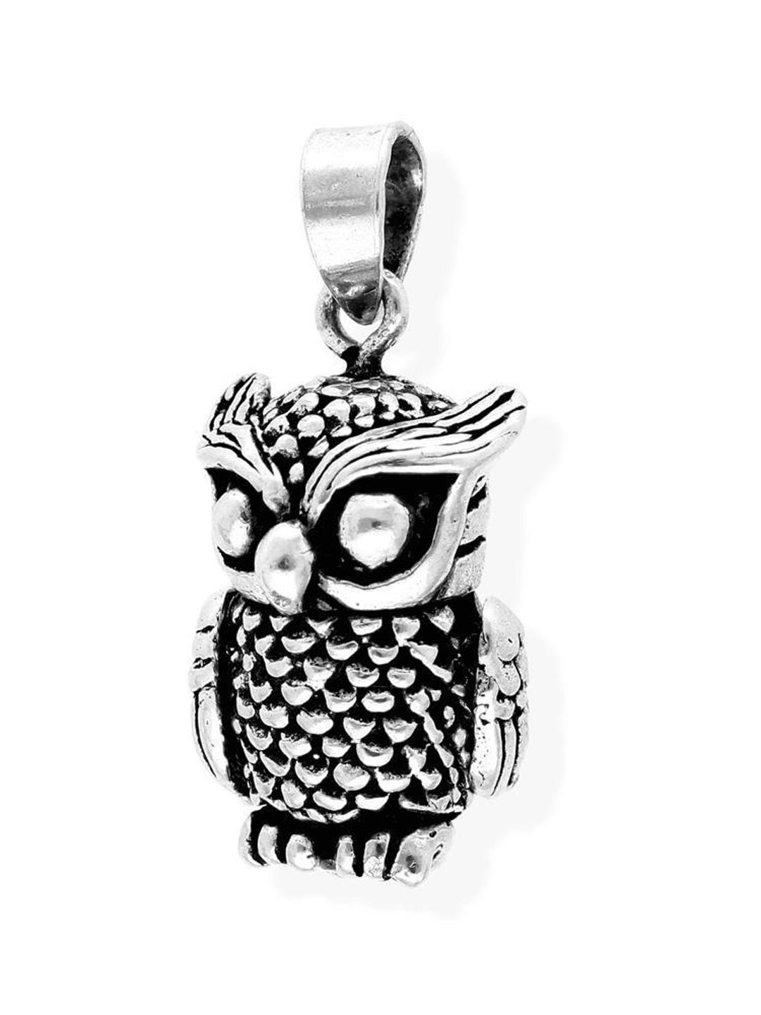 Animal Owl Amulet Pendant Made of 925 Sterling Silver, Blackened 36061 ...