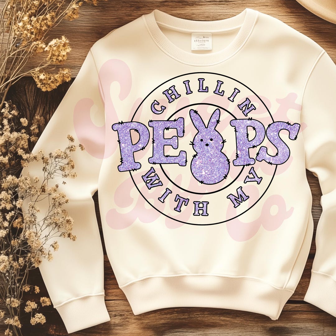 Purple Glitter Chillin With My Peeps PNG Easter Bunny Sublimation ...