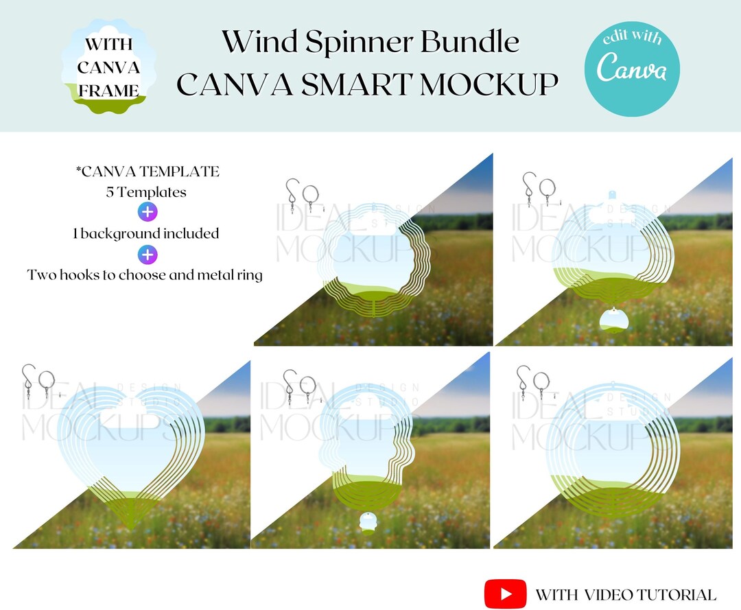Wind Spinner CANVA Smart Mockup Wind Spinner Mockup Bundle - Etsy