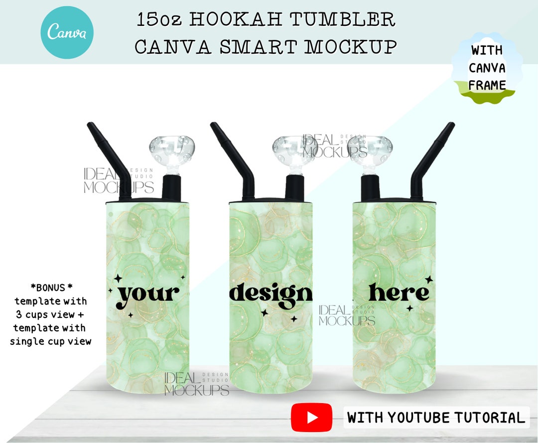 15oz Hookah Tumbler Smart Mockup for Canva Hookah Mockup With Canva ...