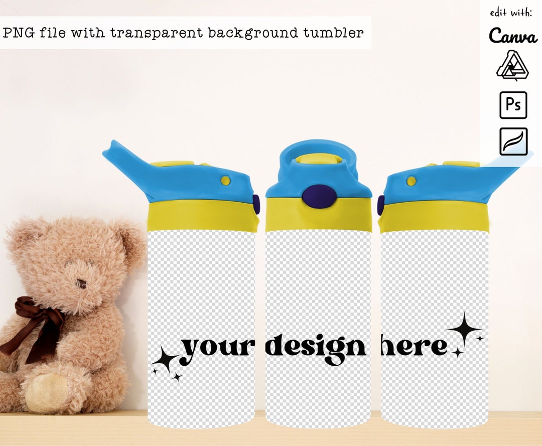 12oz Kids Flip Top Mockup, Full View Mockup With Transparent Background ...
