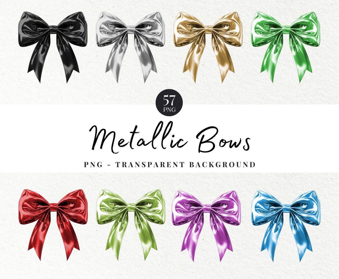 57 Metallic Bows PNG Bundle Bows Clipart Transparent Background - Etsy