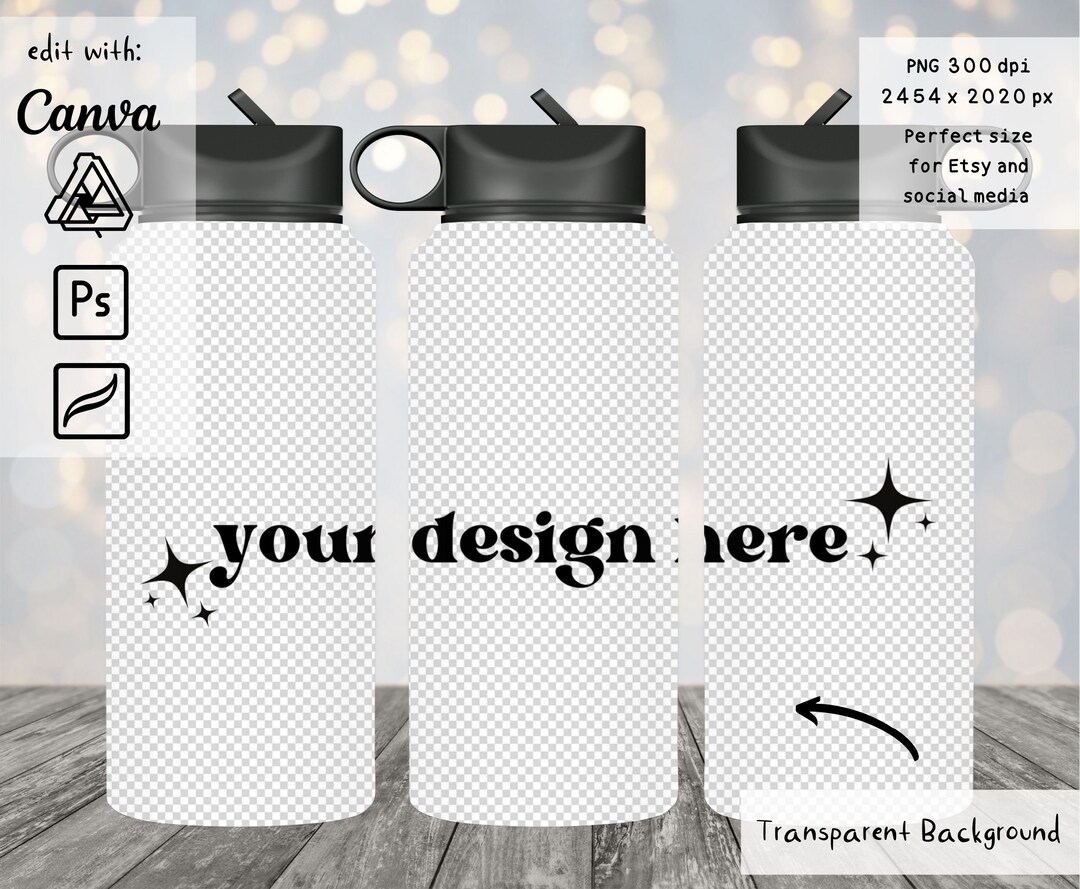 32oz Hidro Water Bottle Mockup Full Wrap View Mockup Mockup - Etsy