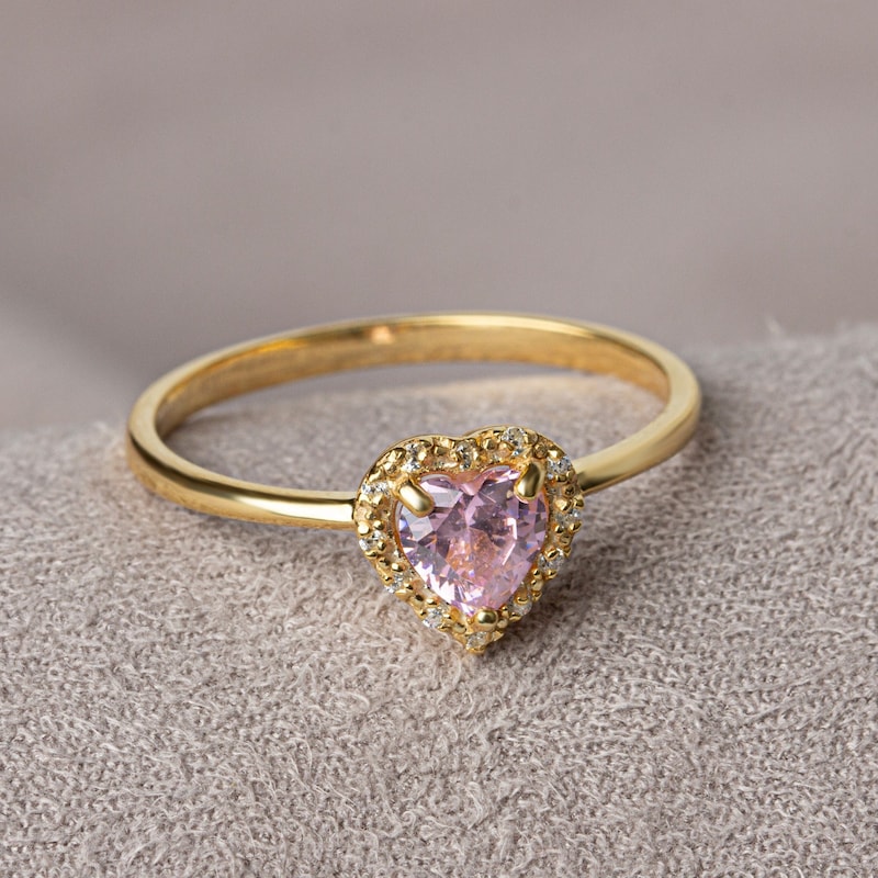 Pink Heart Ring - Etsy