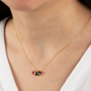 Personalized Family Birthstone Necklace, 14K 10K Solid Gold Sequence ...