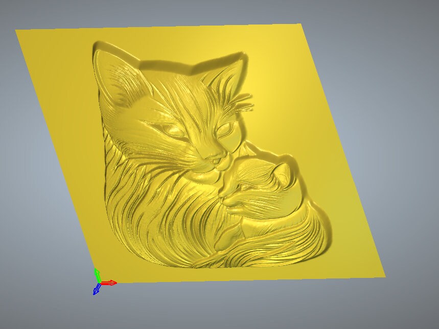 Cat and Kitten Stl File for CNC Router - Etsy