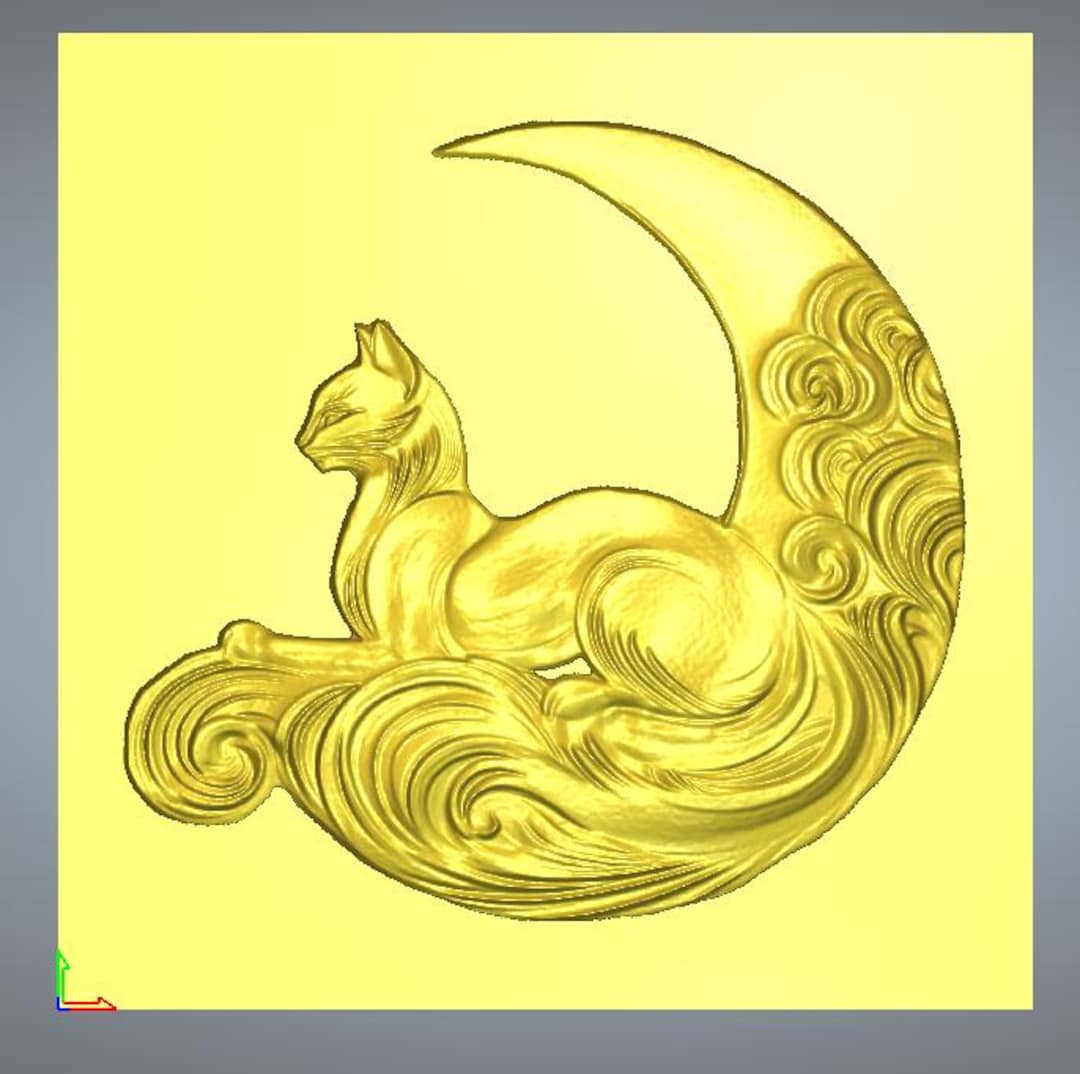 Cat in Moon Stl File for CNC Machine - Etsy