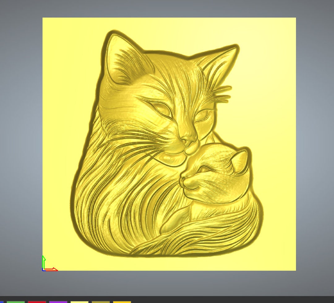 Cat and Kitten Stl File for CNC Router - Etsy
