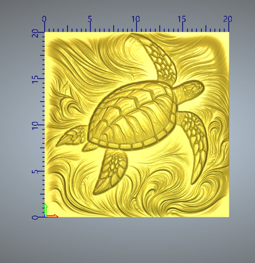 Sea Turtle in Sea Stl File for CNC Router - Etsy