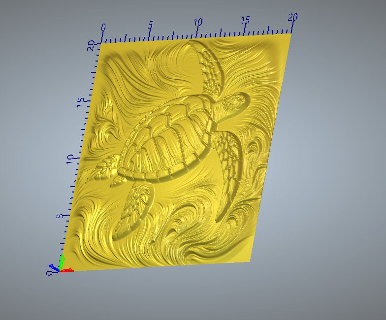 Sea Turtle in Sea Stl File for CNC Router - Etsy